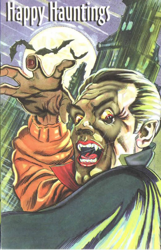 Happy Hauntings Vampire Halloween Card | Glitter Bomb Style